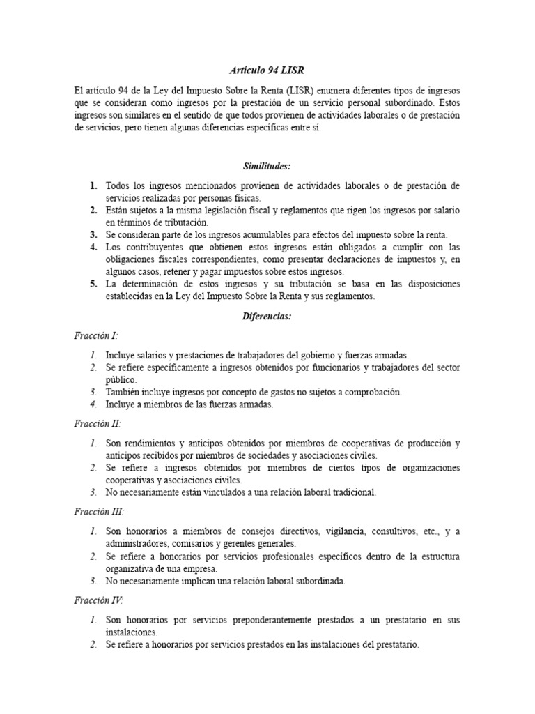 Artículo 94 LISR | PDF | Impuestos | Impuesto sobre la renta