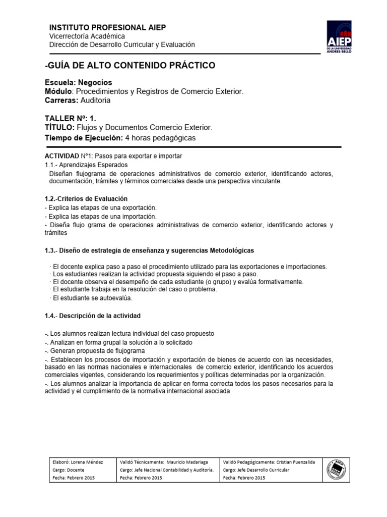 Guia 1 de Comercio exterior | PDF | aduana | Exportaciones