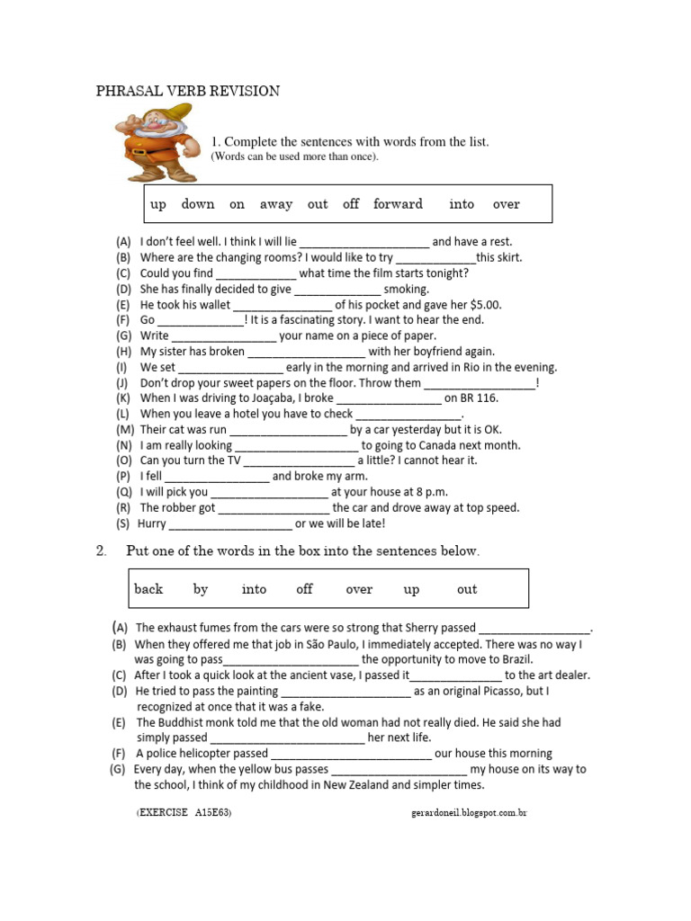 Phrasal Verb Revision | PDF | Language Arts & Discipline | Mystery ...