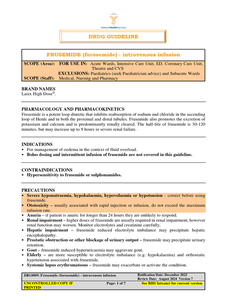 gddrg0009 - 24652-Furosemide (Frusemide) - Intravenous v7 Final New Appendix, Continuous Only ...