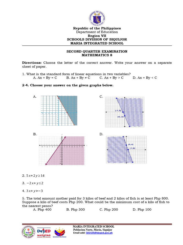 5 X +2 y 14 2 X+ y 2 3 X + y 3: Maria Integrated School Poblacion Norte ...