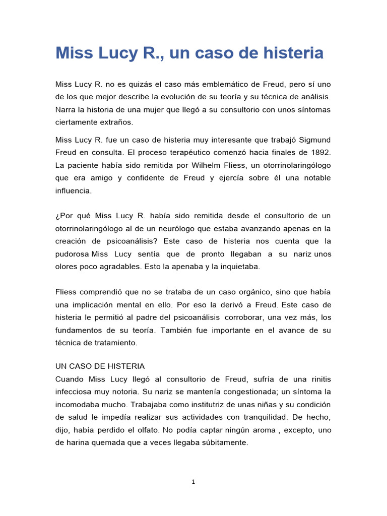Miss Lucy R | PDF | Sigmund Freud | Trauma psicólogico