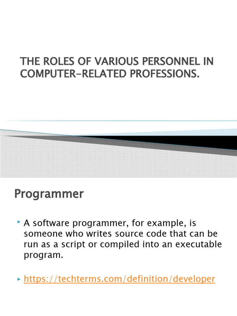THE ROLES OF VARIOUS PERSONNEL IN COMPUTER-RELATED PROFESSIONS | PDF | World Wide Web | Internet ...