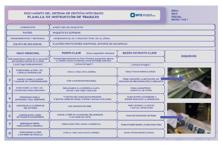 Planilla de Instrucción de Trabajo | PDF