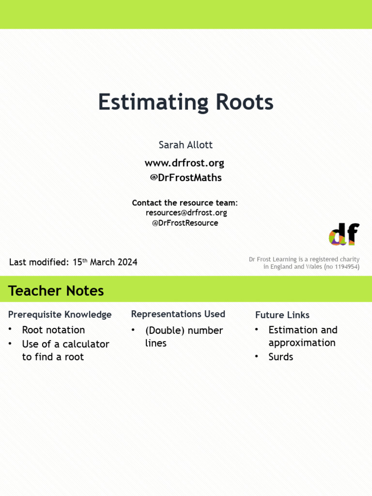 Estimating Roots - Lesson | PDF | Multiple Choice | Cognition