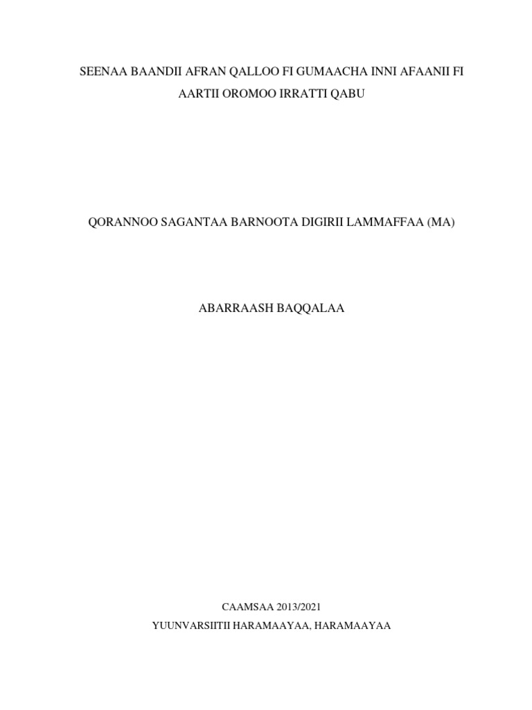 Aberash Bekele's Final Research | PDF Aberash Bekele's Final Research | PDF