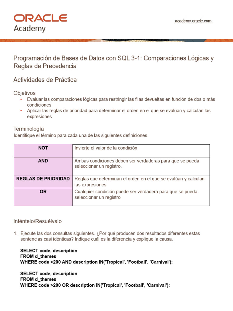 DP 3 1 Practice Esp | PDF | SQL | Informática