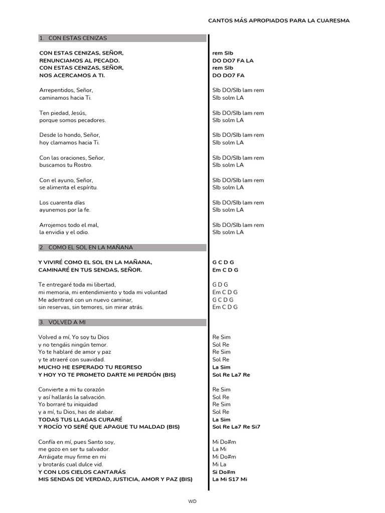 Cancionero CUARESMA 2023 | PDF | Amor | Pecado