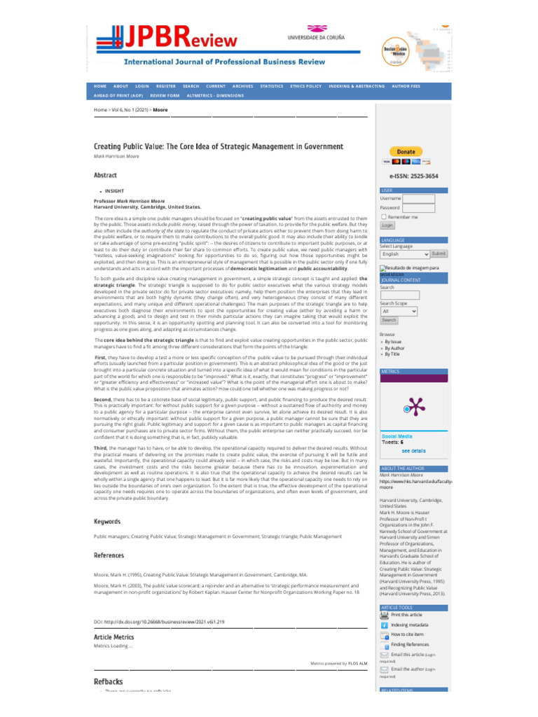 Creating Public Value The Core Idea of S | PDF | Business | Finance ...