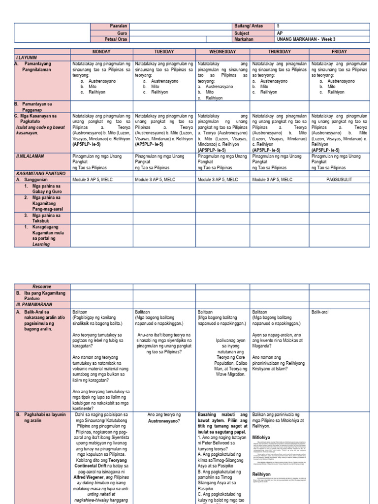 DLL Week 3 Ap V | PDF