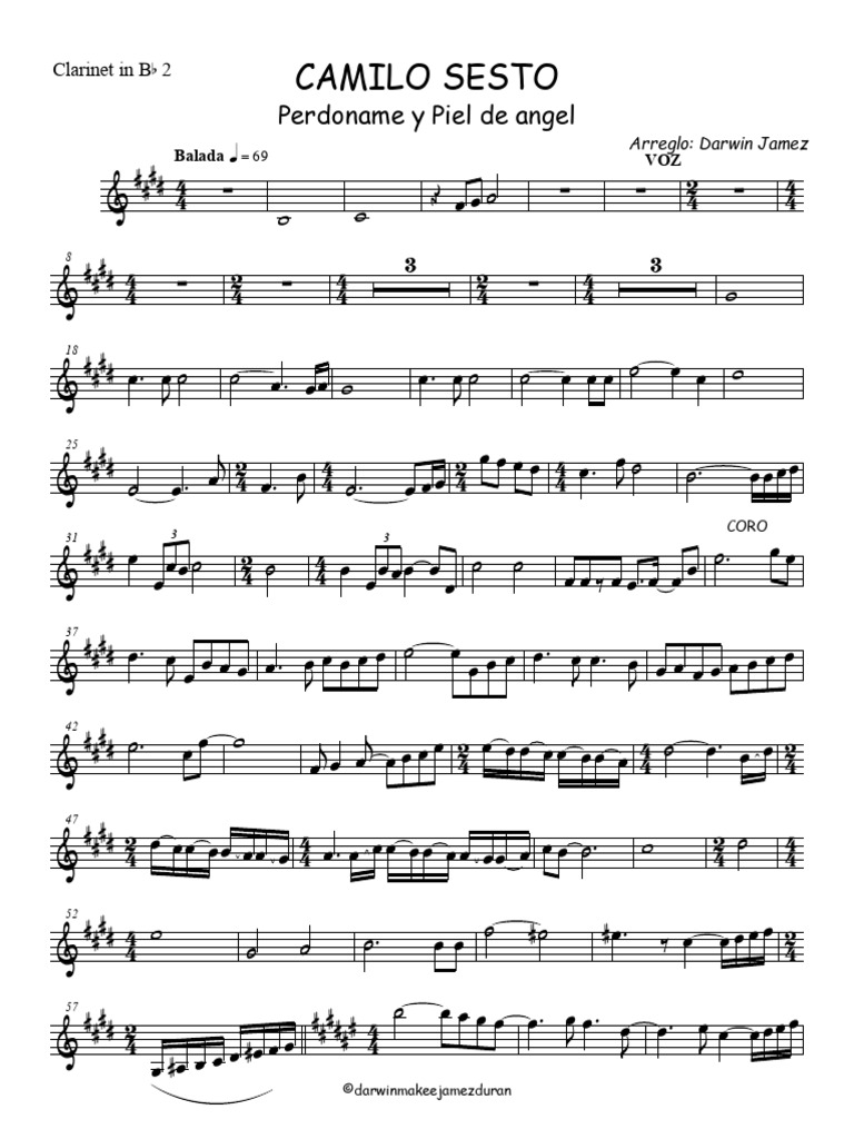 Clarinet in BB 2 Camilo-Sesto Perdoname - y Piel de Angel | PDF