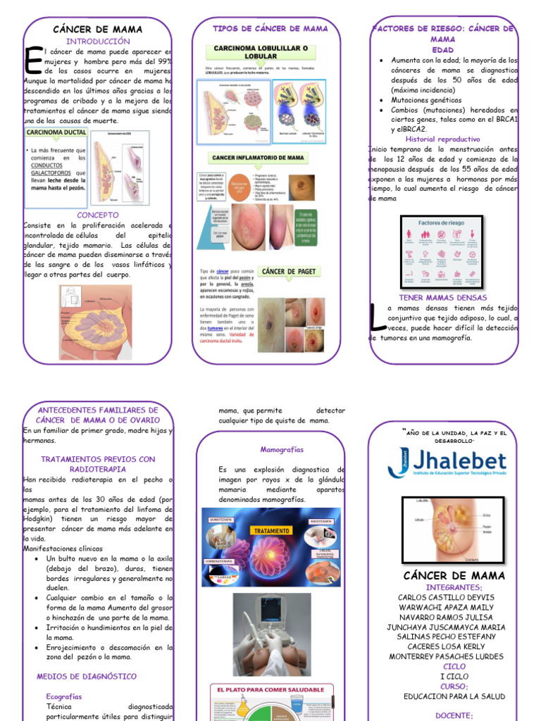Triptico Cancer de Mama | Descargar gratis PDF | Cáncer de mama | Cáncer