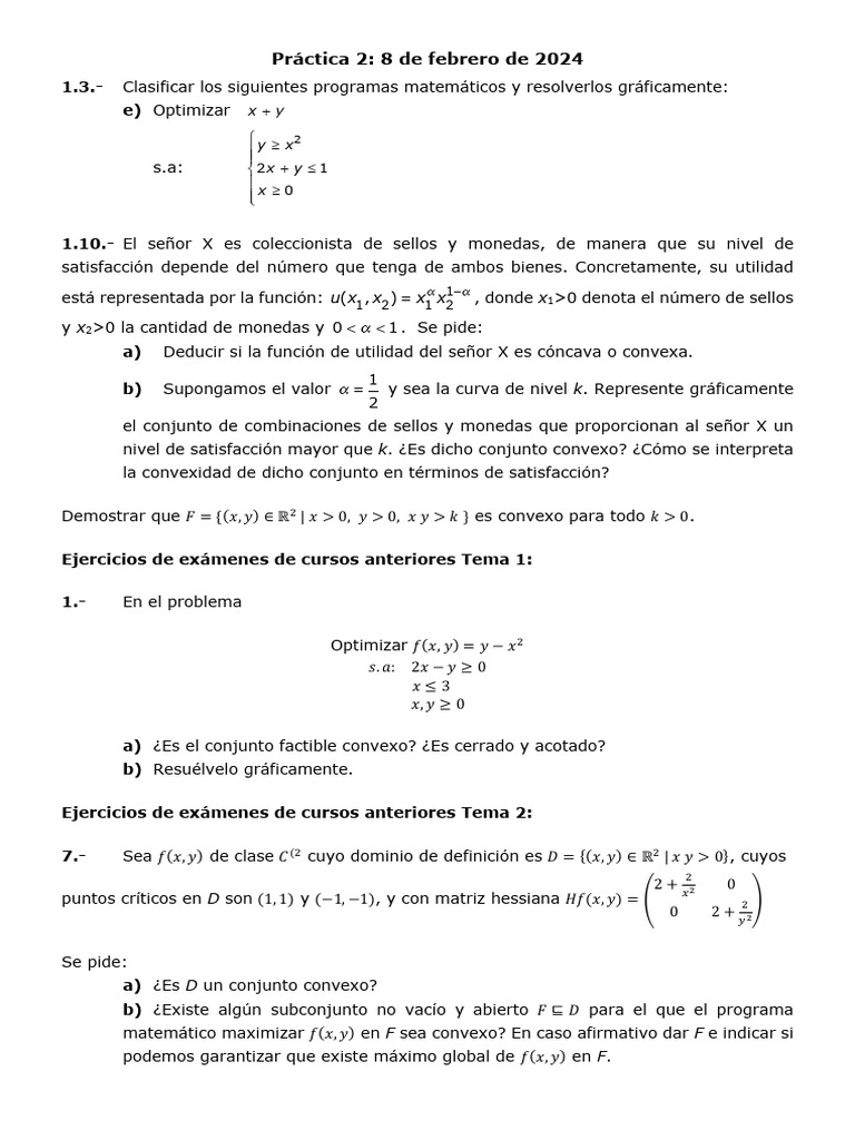 Practica 2 | PDF | Conjunto convexo | Geometría