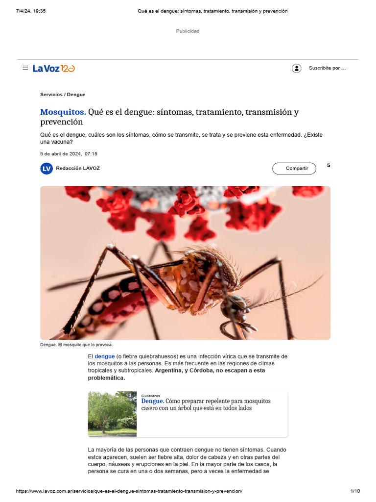 Prevención y síntomas del dengue | PDF | Virus | Aedes aegypti