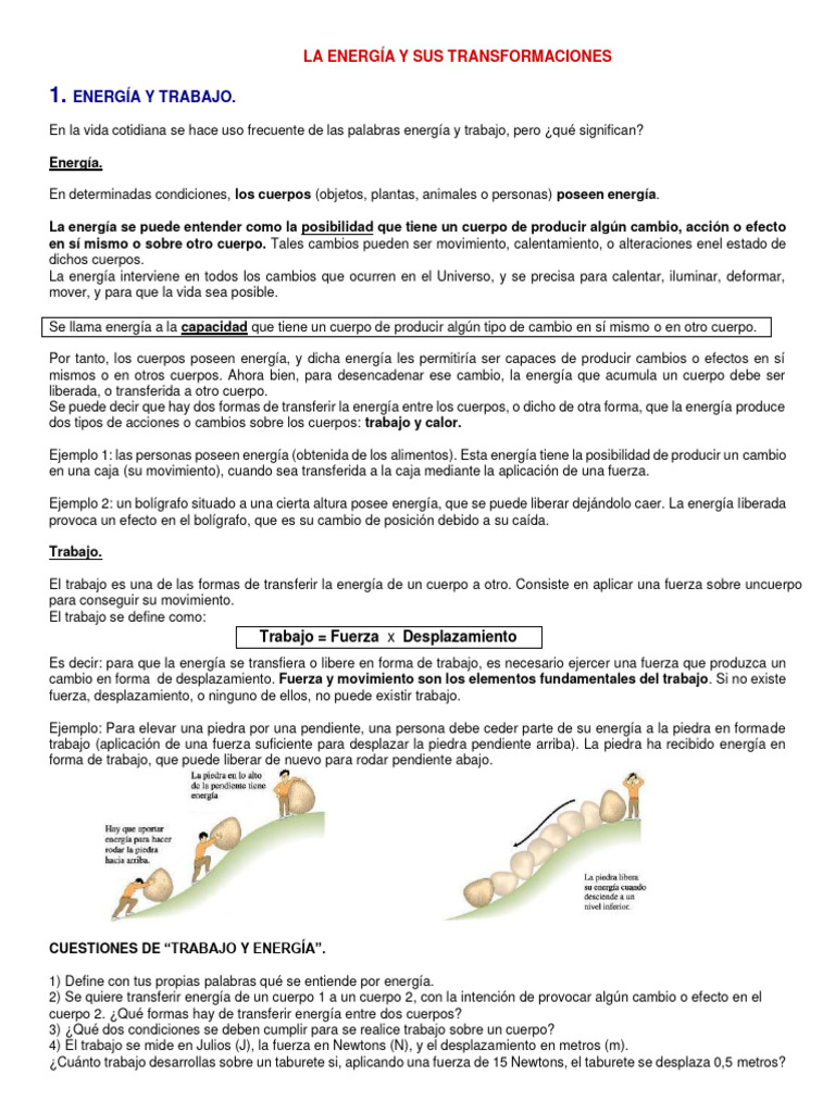 Energía y Trabajo: Conceptos Clave | PDF | Fuerza | Física