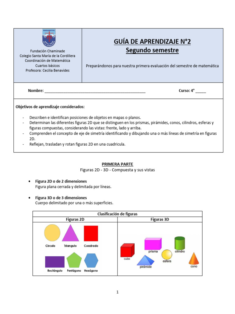 Guía de Aprendizaje #2 - Geometría - Cuartos Básicos | PDF | Rotación | Geometría