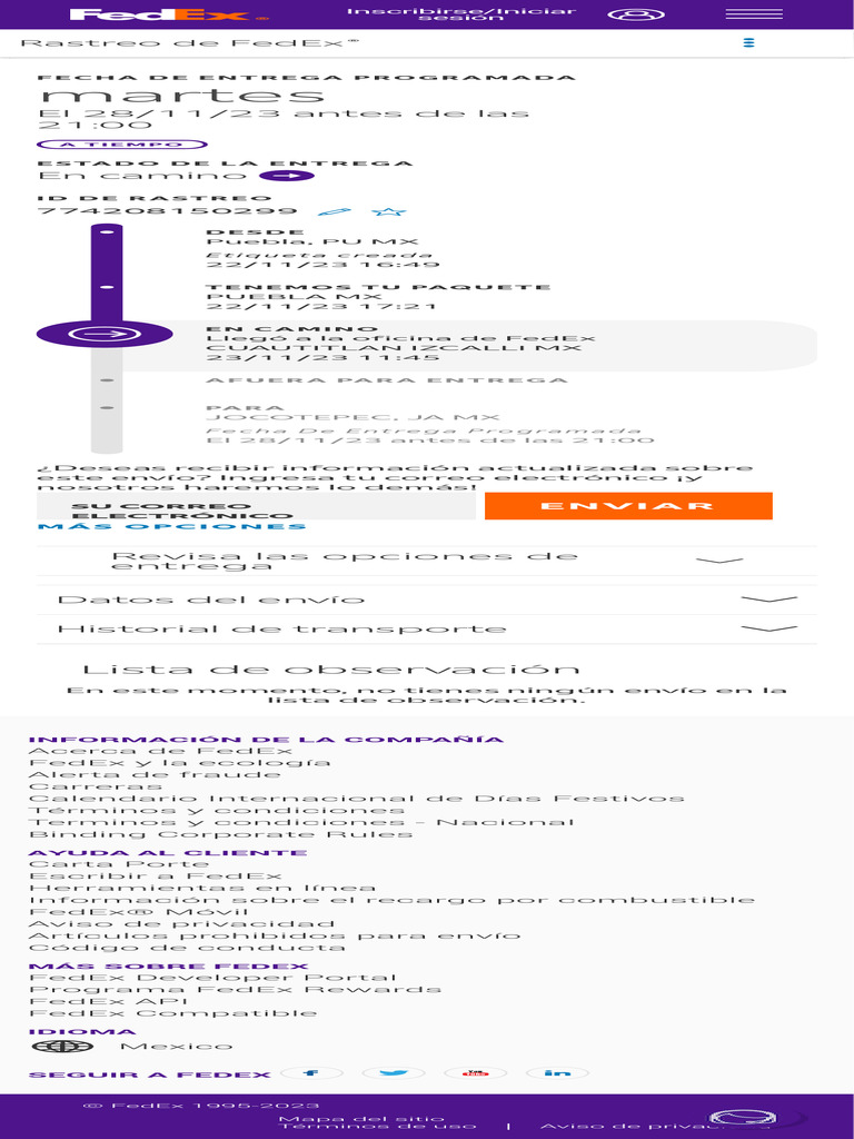 Rastreo de Envíos FedEx México | PDF