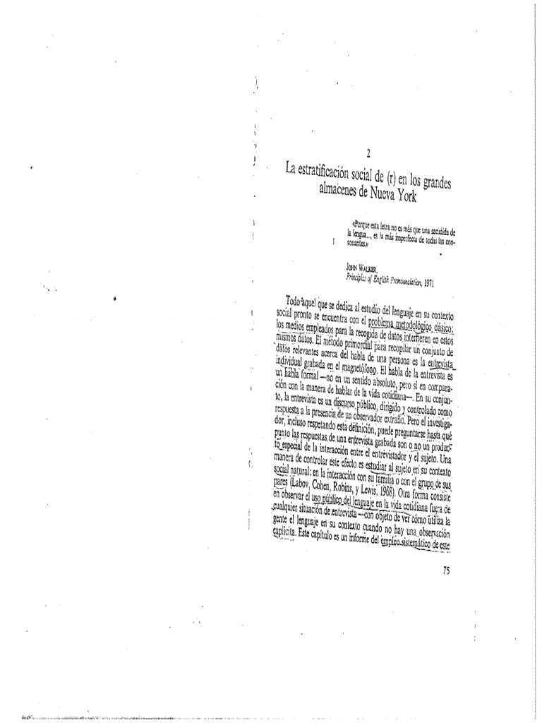 Labov, W. (1972) La Estratificación Social de R en Los Grandes ...