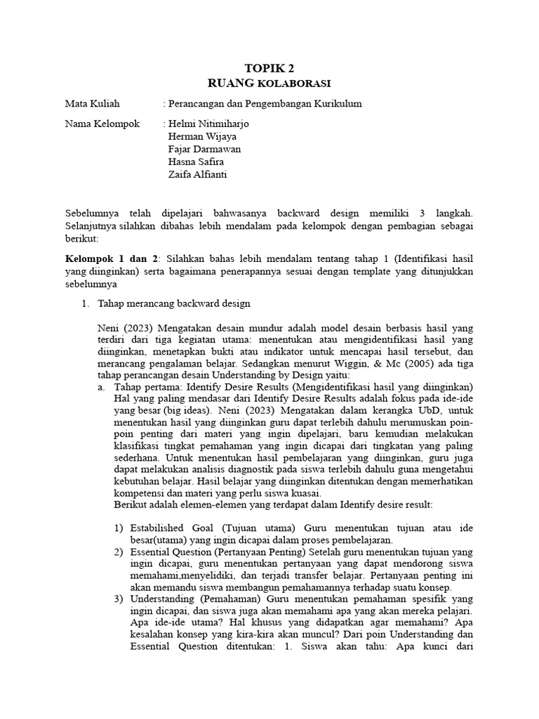 Topik 2 Ruang Kolaborasi Kelompok 1 | PDF