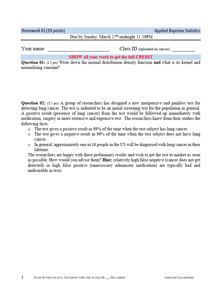 Homework 03 Stat 4444 Bayesian Pdf Statistics Statistical Theory