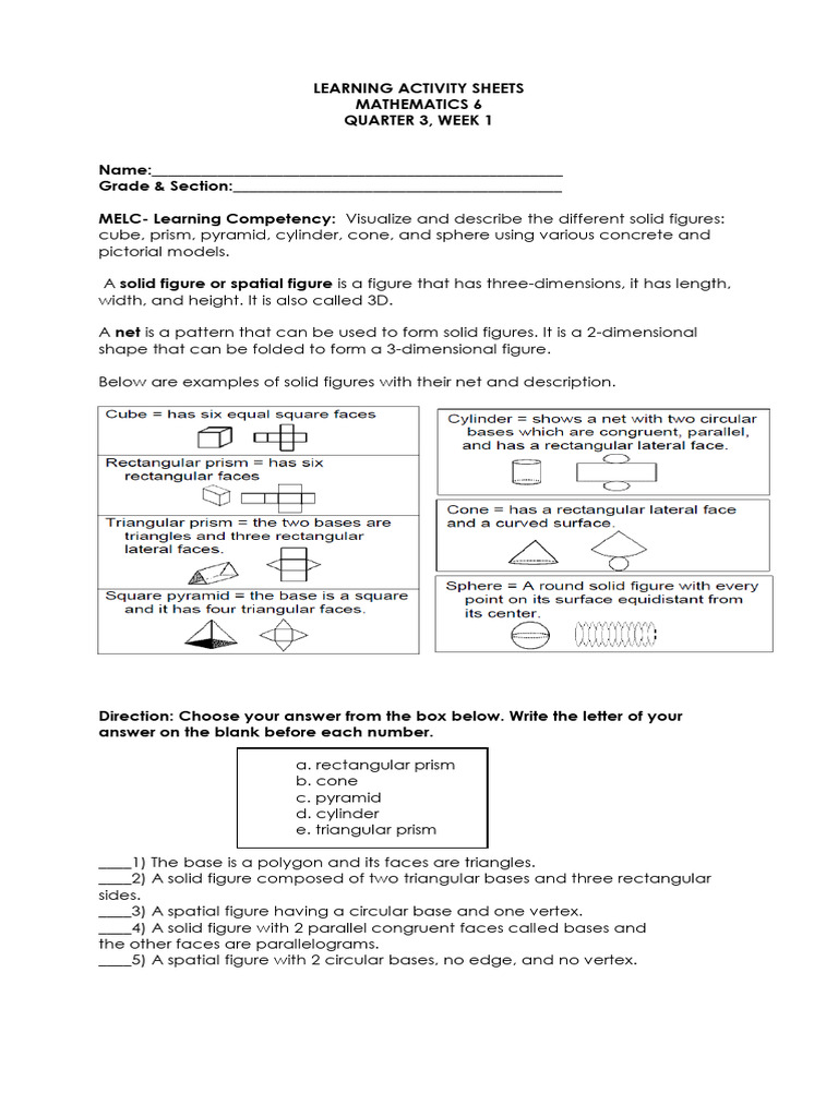 Las Math6-Quarter 3 Week 1 | PDF | Triangle | Rectangle