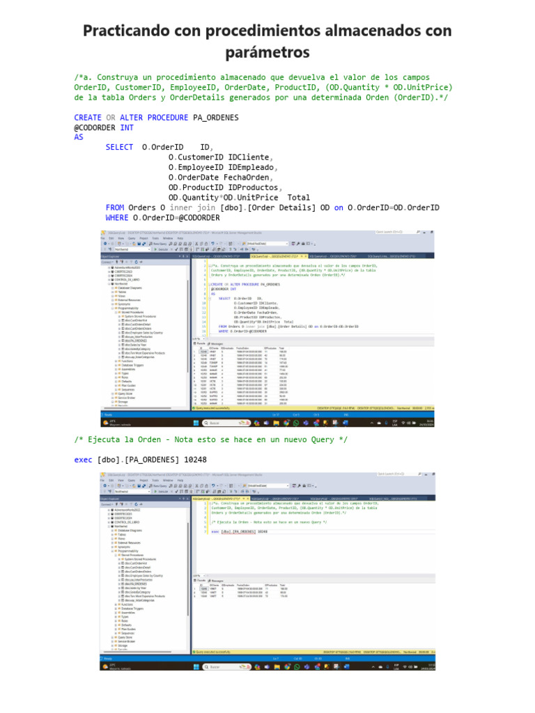 Practicando Con Procedimientos Almacenados Con Parámetros | PDF | Tecnología