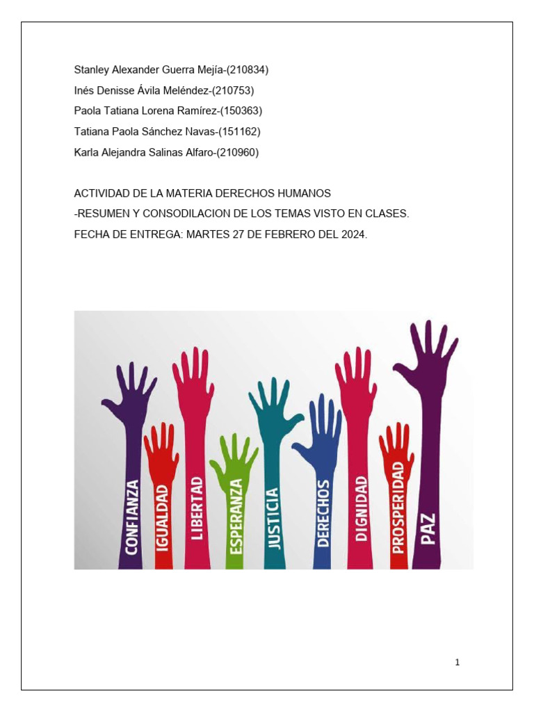 Actividad y Resumen de Clases de Derechos Humanos. | PDF | Derechos ...