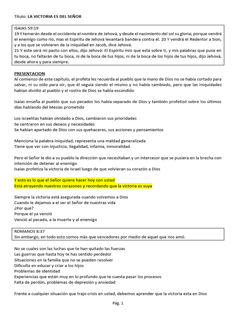 Jehová Levanta Bandera de Victoria | PDF | Pecado | espíritu Santo