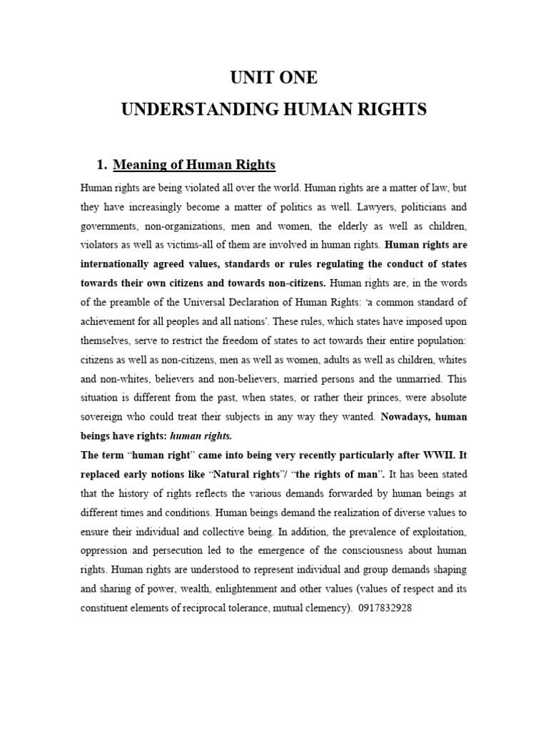 Human Rights Hand Out | PDF | Human Rights | Geneva Conventions