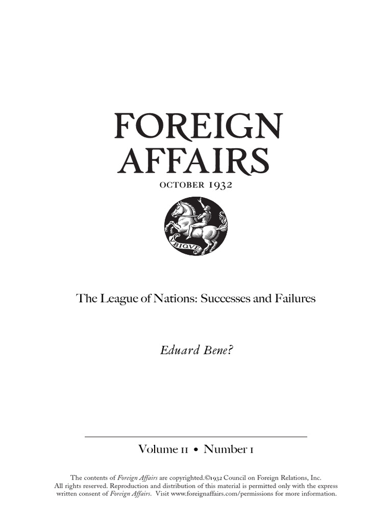 Benes-The League of Nations - Successes and Failures | PDF | League Of ...