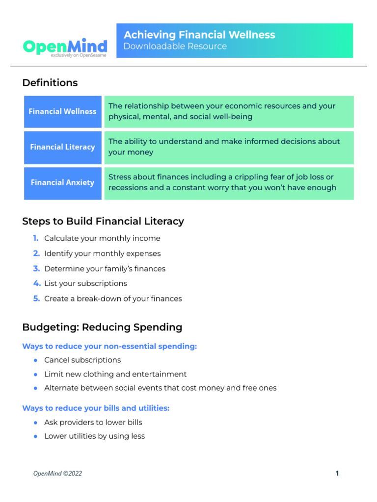 Achieving Financial Wellness Resource | PDF