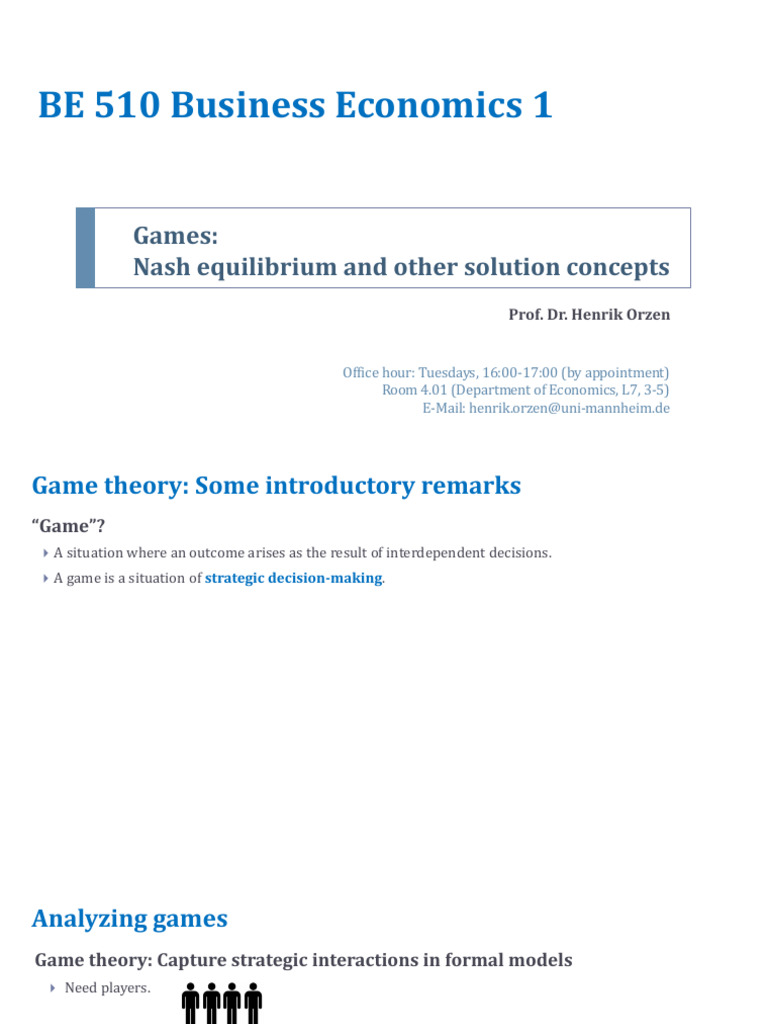 Game Theory Concepts in Business Economics | PDF | Game Theory | Pareto ...