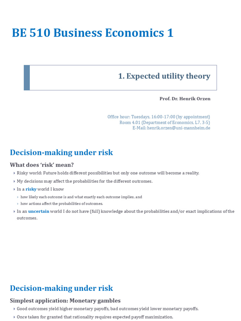 01 Expected Utility Theory | PDF | Utility | Economic Theories