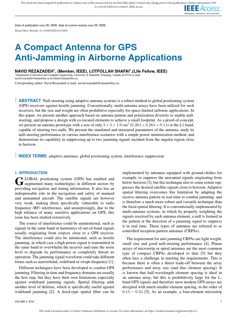 A Compact Antenna For GPS Anti-Jamming in Airborne | PDF | Antenna ...
