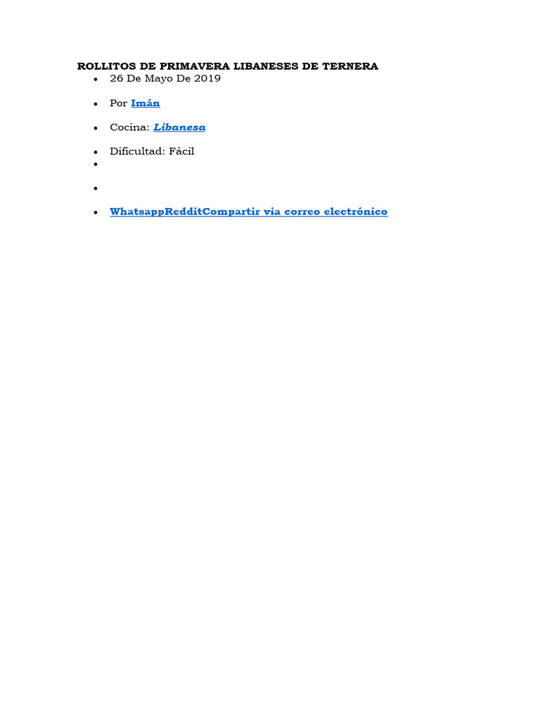 Rollitos de Primavera Libaneses de Ternera | PDF | Panes | Carne