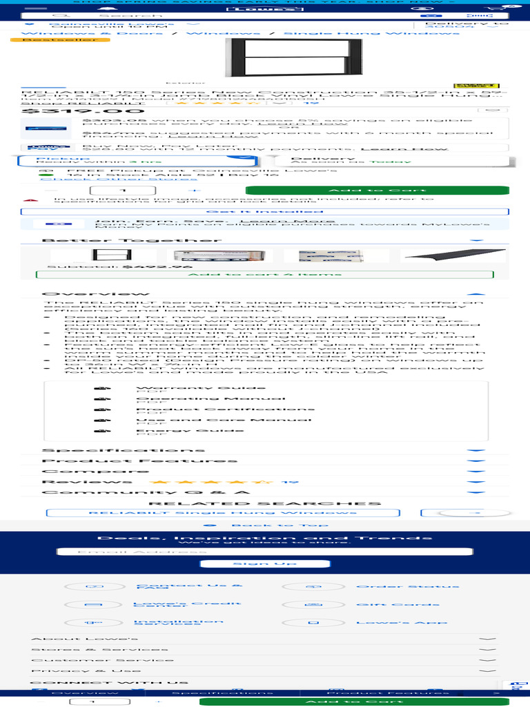 RELIABILT 150 Series New Construction 35-12-In X 59-12-In X 3-14-In ...