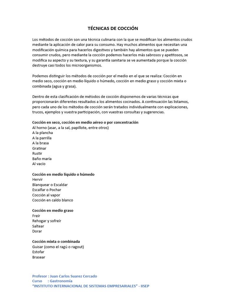 Técnicas de Gastronomía | PDF | Stock (comida) | Cocinando