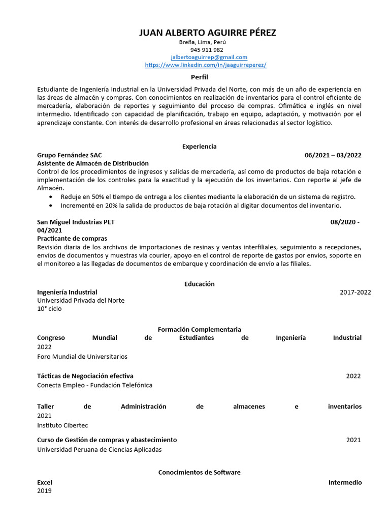 MC M02 Modelo CV Combinado | PDF | Perú | Ingeniería