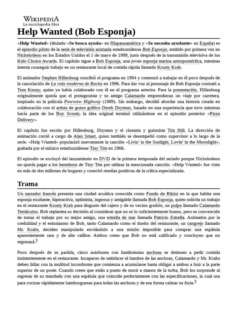 Bob Esponja: Se Busca Ayuda | PDF