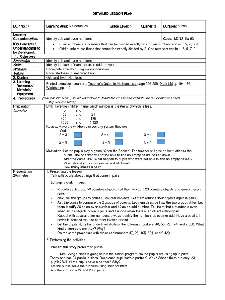 dlp1 Math3q3 | PDF | Learning | Teachers