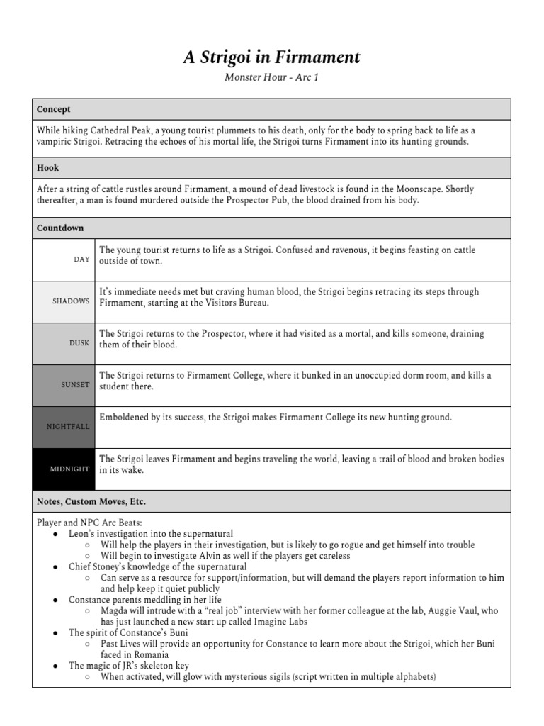 Arc 1 - A Strigoi in Firmament | PDF