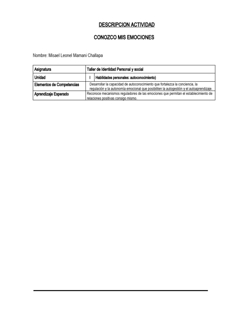 Conozco Mis Emociones Word | PDF | Las emociones | Conceptos psicologicos