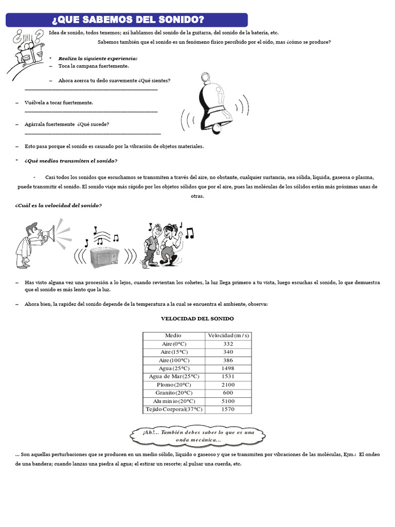 Que Sabemos Del Sonido para Sexto de Primaria | PDF | Sonido | Fenomeno ...
