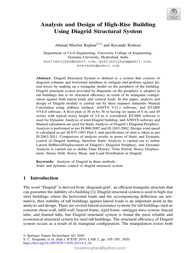 Analysis and Design of High-Rise Building Using Diagrid Structural ...