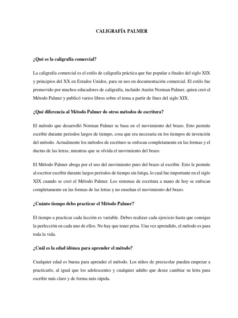 Introducción al Método Palmer de Caligrafía | PDF | Caligrafía ...