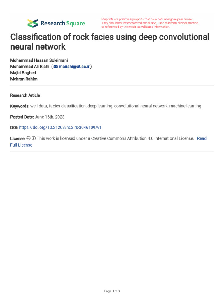 Classification of Rock Facies Using Deep Convoluti | PDF | Support Vector Machine | Applied ...