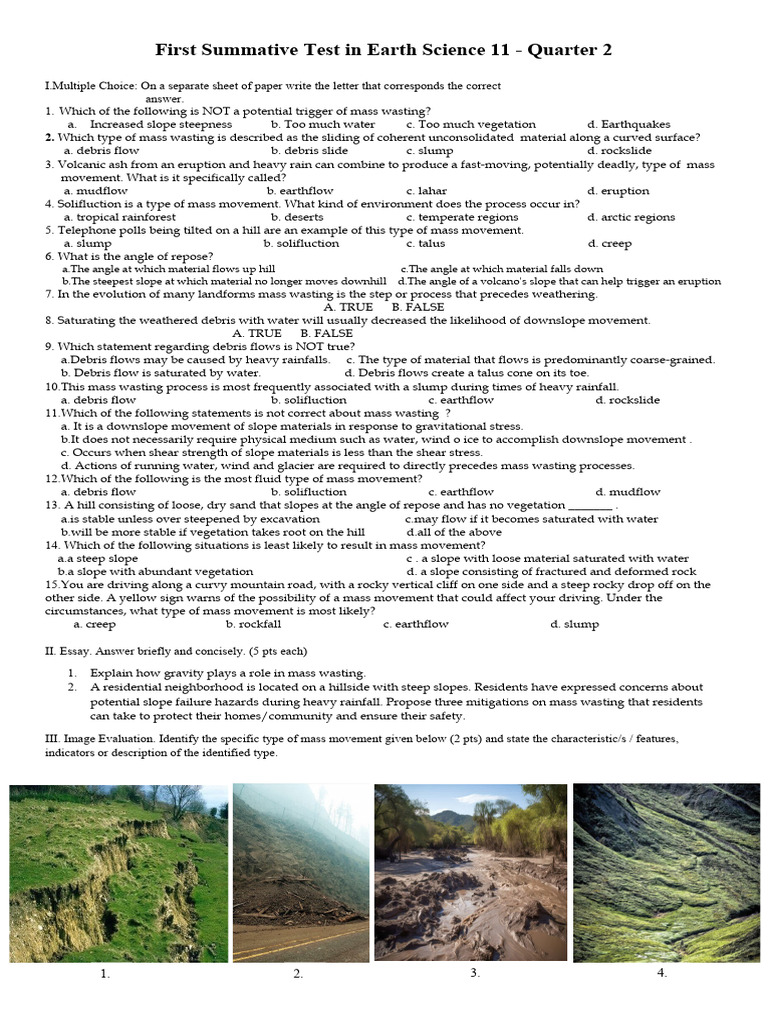 Earth Science 11 Quarter 2 Exam Guide | PDF | Natural Hazards ...