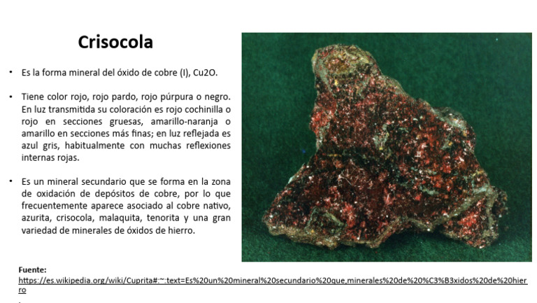 Tenorita - Caracteristicas Fisicas y Quimicas Del Mineral | PDF