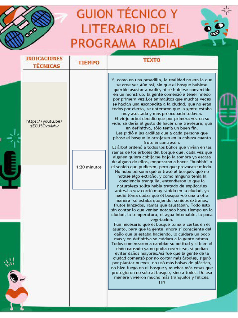 Guion Tecnico Del Programa Radial | PDF | Los bosques