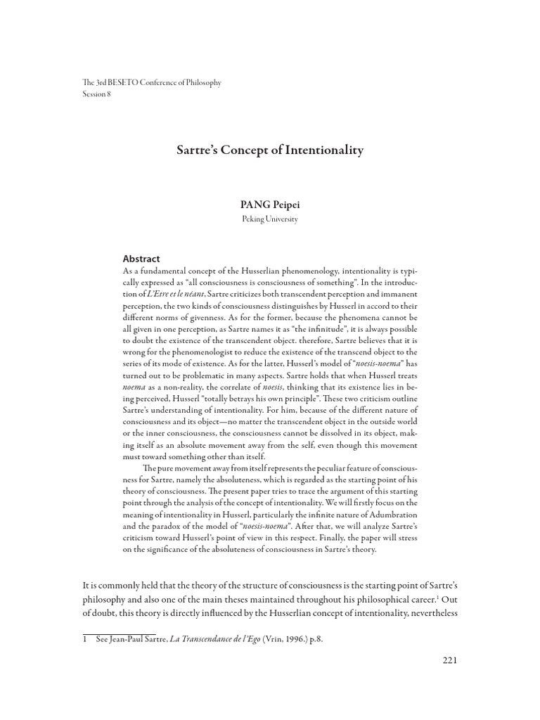 Pang-Peipei-About-Sartre-concept-of-Intentionality | PDF | Phenomenology (Philosophy) | Edmund ...